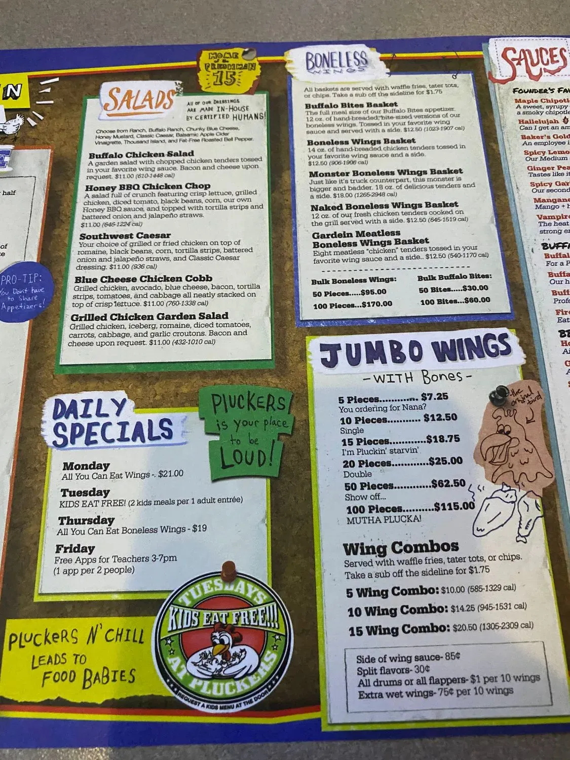 Pluckers Wing Bar Menu - Updated October 2025
