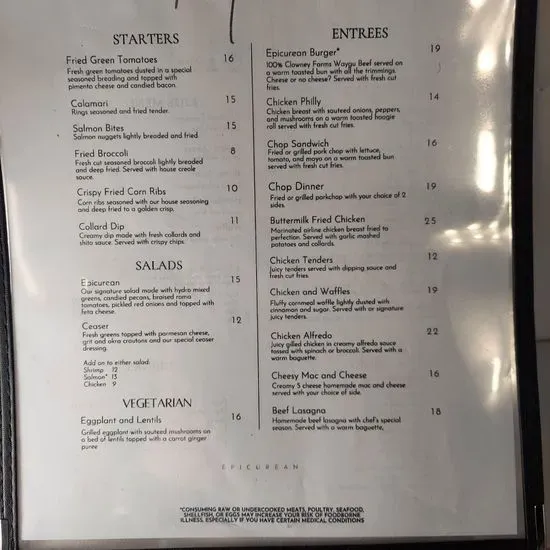 The Epicurean Table Menu | Hopkins, SC | Checkle