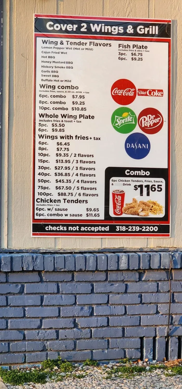 Cover 2 Wings & Grill Menu - Updated November 2025