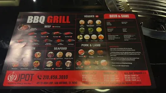 JPOT Menu - Updated October 2025