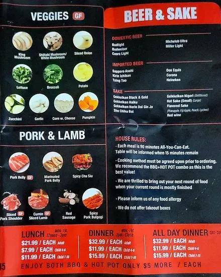 JPOT Menu - Updated October 2025