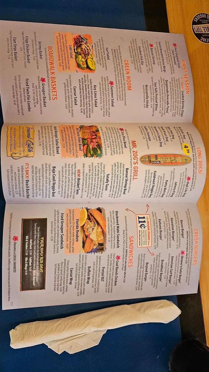 Long Doggers Menu - Updated November 2025