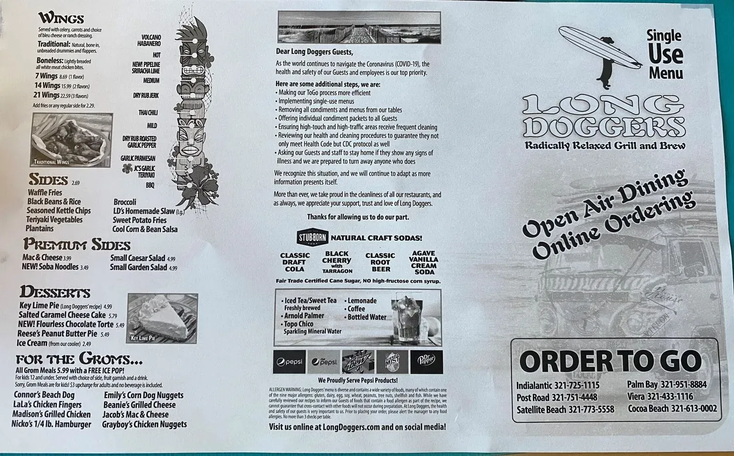 Long Doggers Menu - Updated November 2025