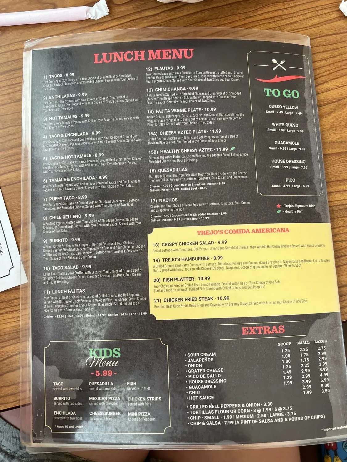 Trejo's Mexican Restaurant Menu - Updated November 2025