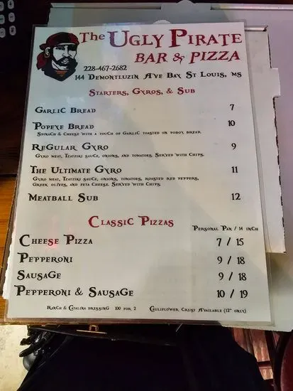 The Ugly Pirate Cafe and Bar Menu | Bay St Louis, MS | Checkle