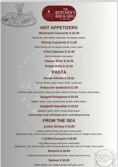 The Butcher's Bar & Grill Menu | Columbia, NJ | Checkle