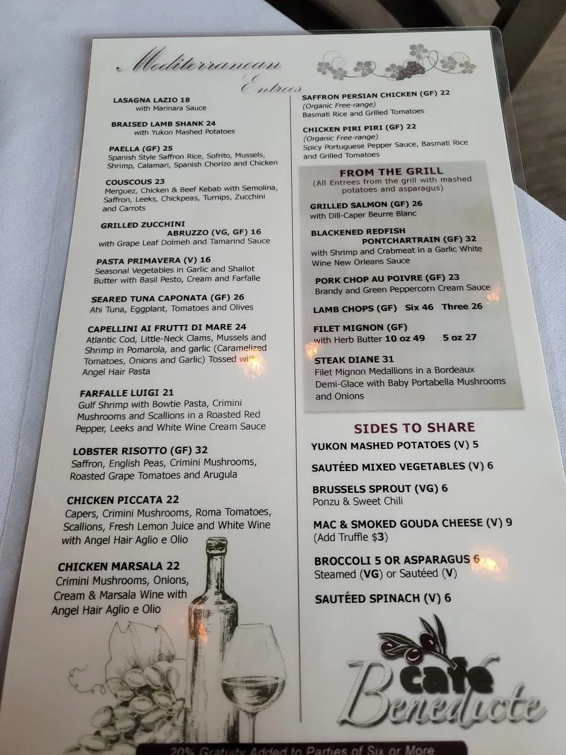 Cafe Benedicte Menu - Updated November 2025