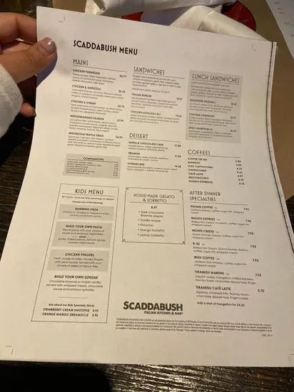 Scaddabush Italian Kitchen & Bar Front Street Menu | Toronto, ON | Checkle