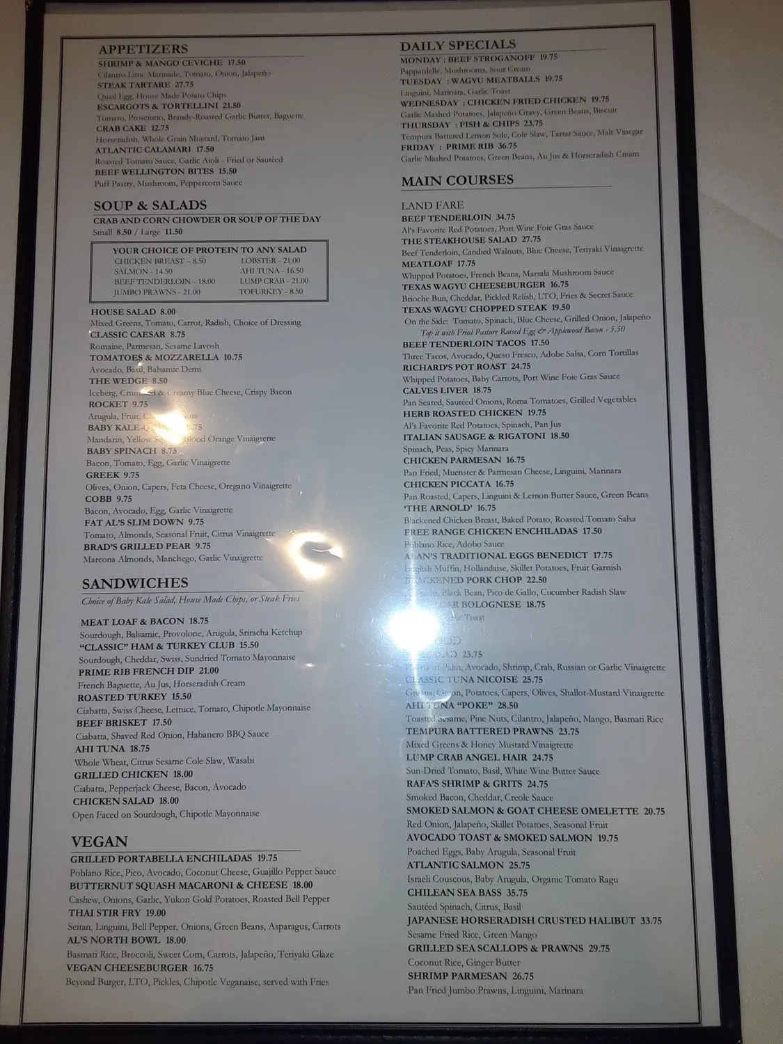 Al Biernat's North Menu - Updated November 2025