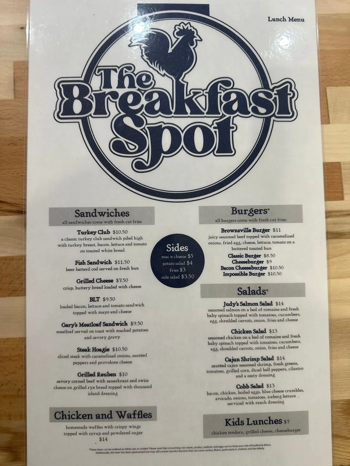 The Breakfast Spot Menu - Updated November 2025
