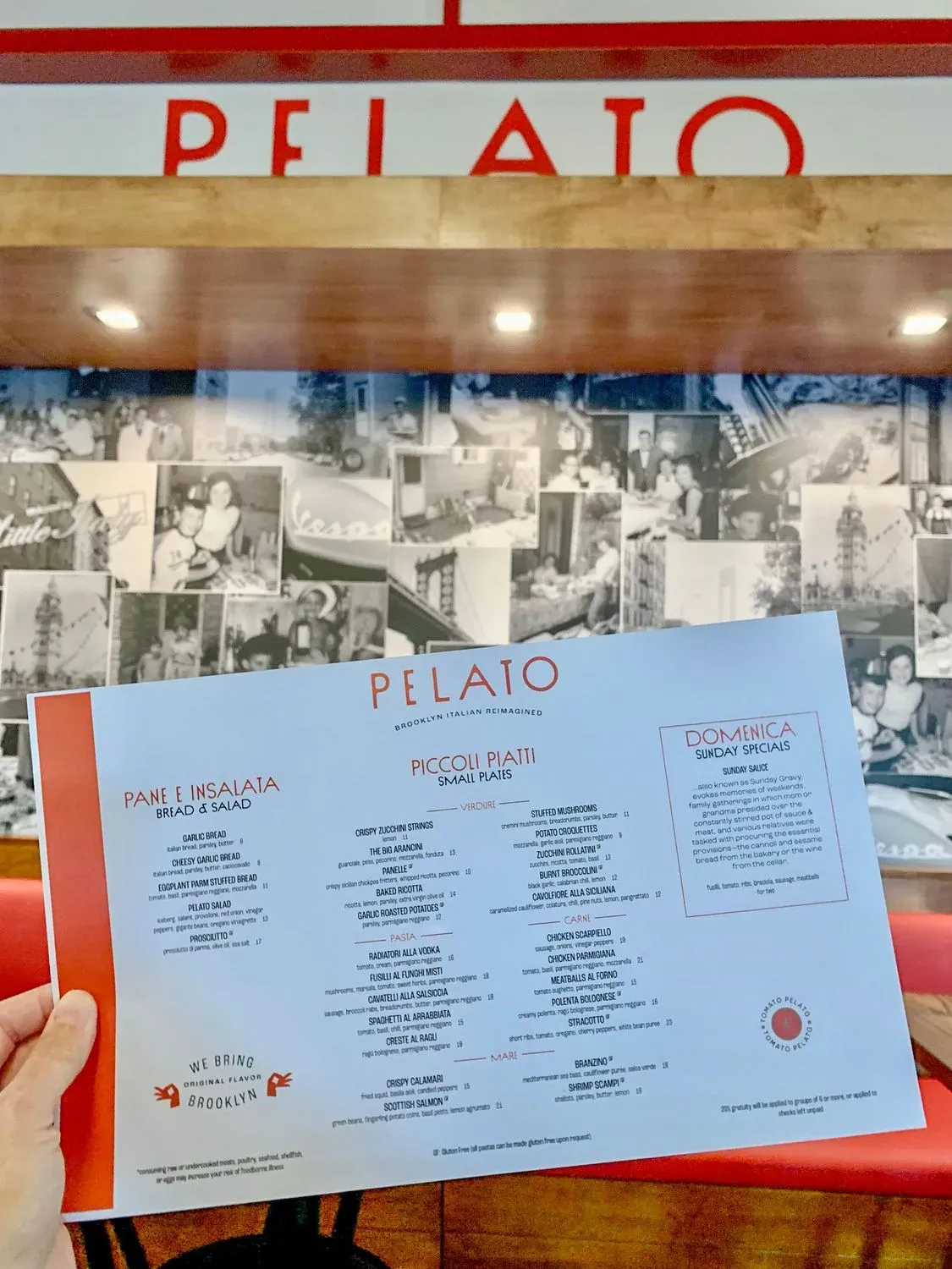 Pelato Menu - Updated November 2025
