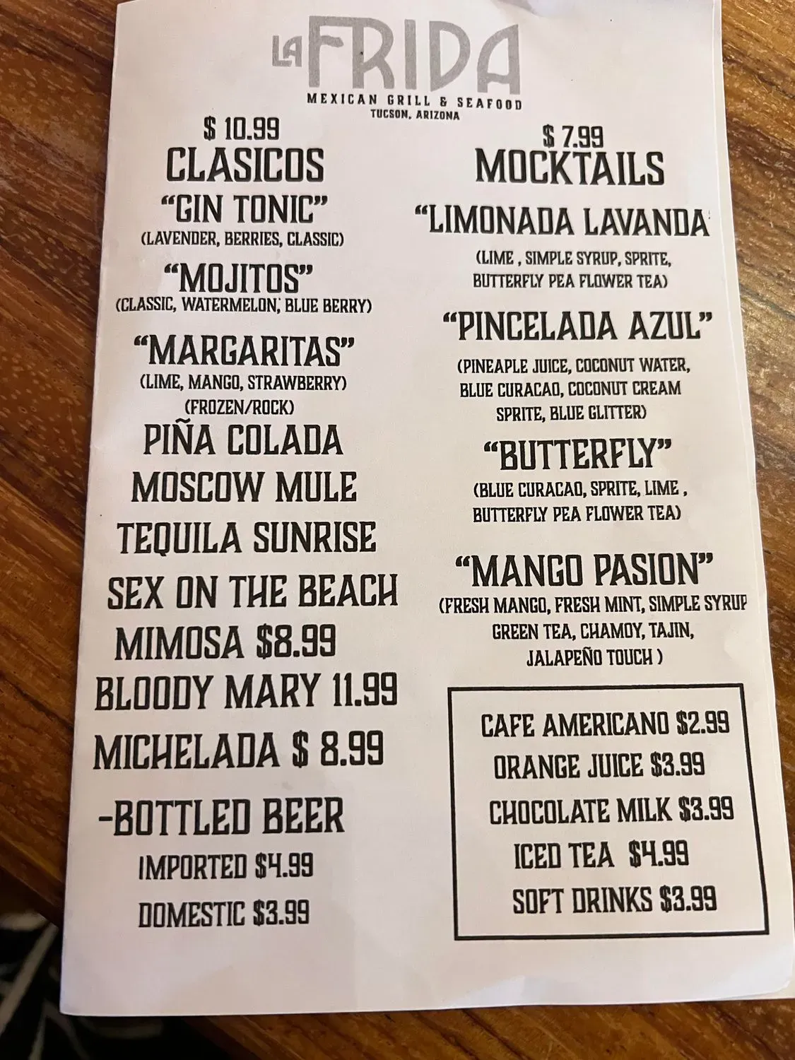 La Frida Mexican Grill & Seafood Menu - Updated November 2025