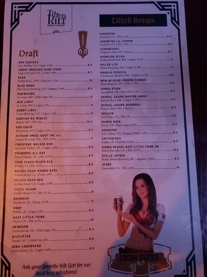 Tilted Kilt Pub and Eatery Menu | Las Vegas, NV | Checkle