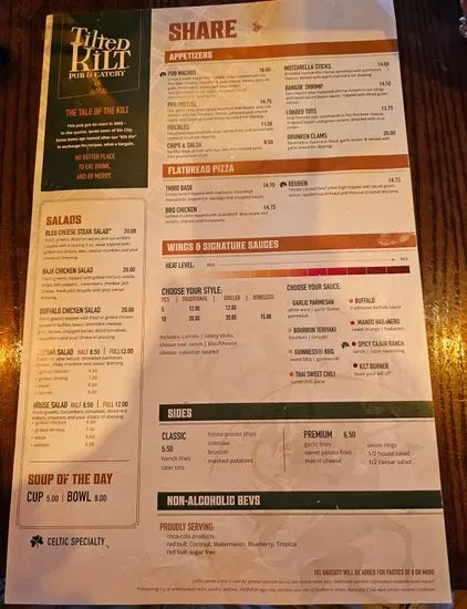 Tilted Kilt Pub and Eatery Menu | Las Vegas, NV | Checkle