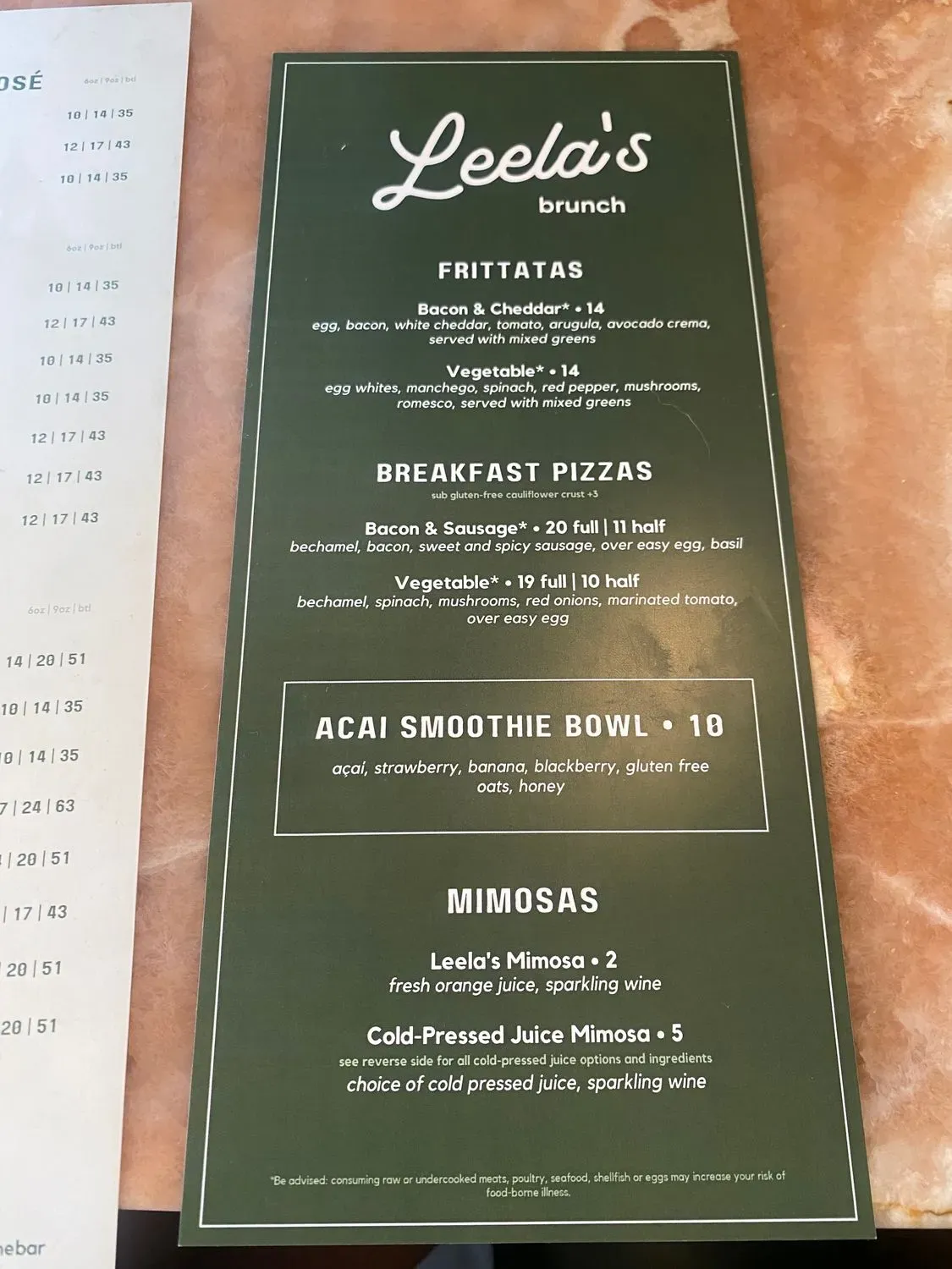 Leela's Wine Bar - Uptown Menu - Updated November 2025