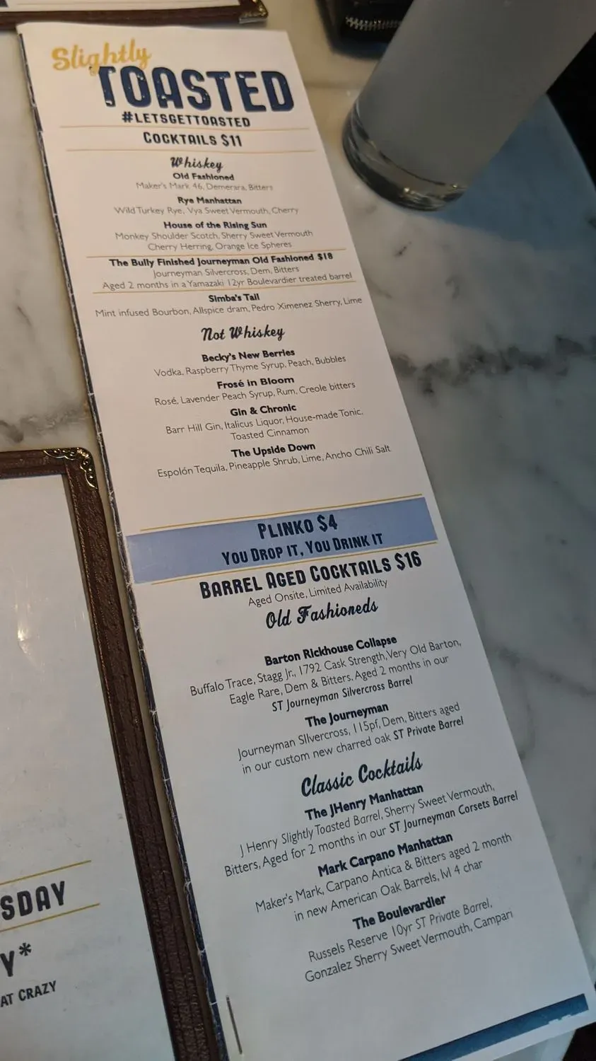 Slightly Toasted Menu - Updated November 2025