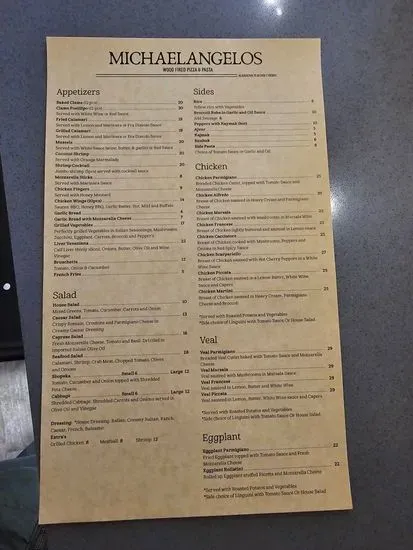 Michaelangelos wood fired pizza and pasta Menu | Bronx, NY | Checkle