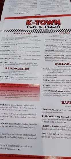 K-Town Pub & Pizza Menu | Kannapolis, NC | Checkle