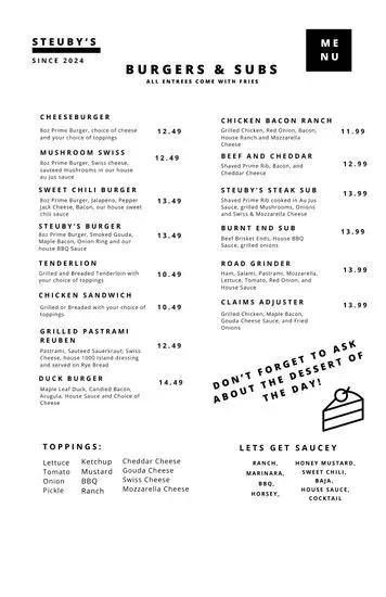 Steuby's Menu | Leesburg, IN | Checkle