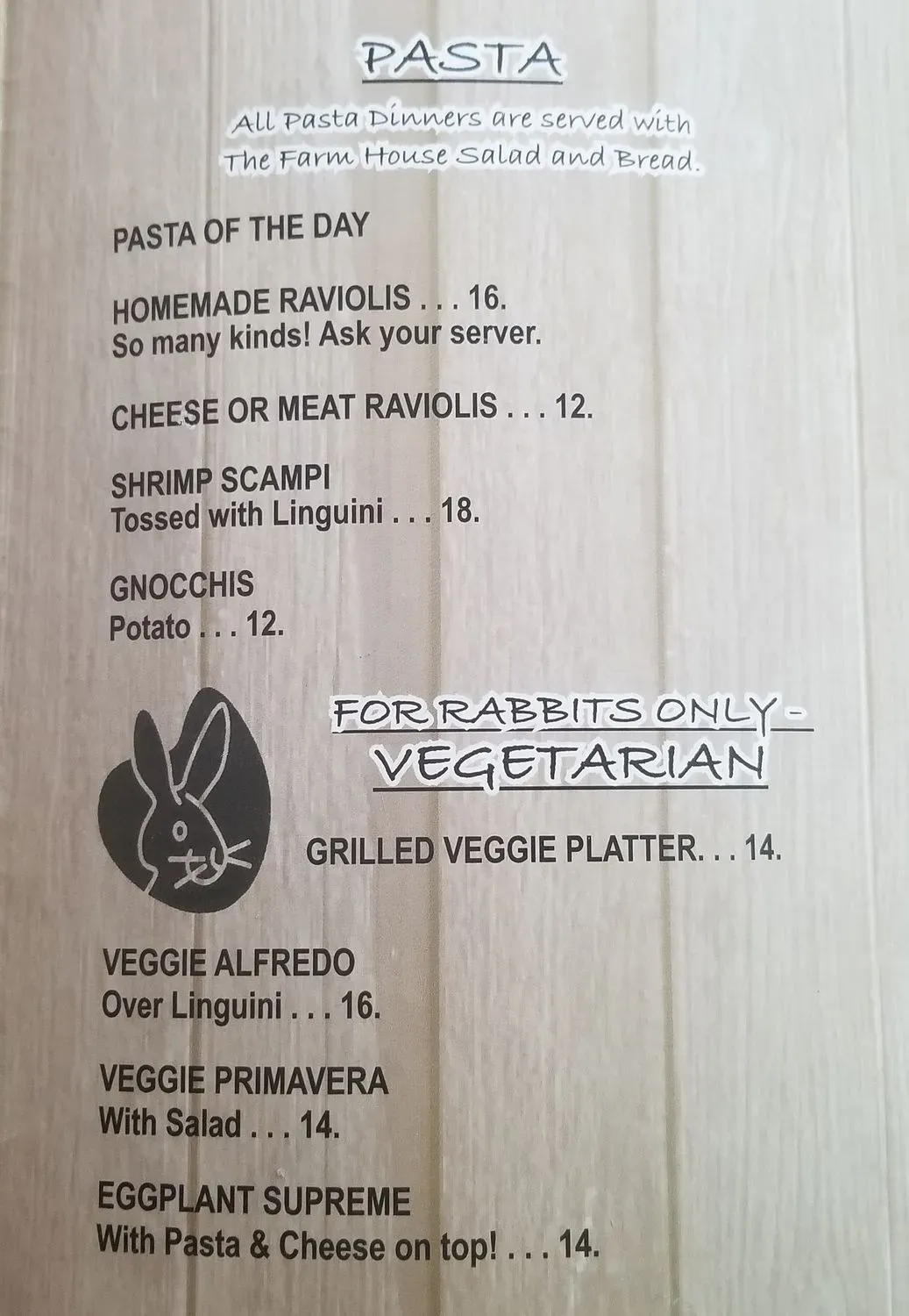 The Farm Restaurant Menu - Updated November 2025