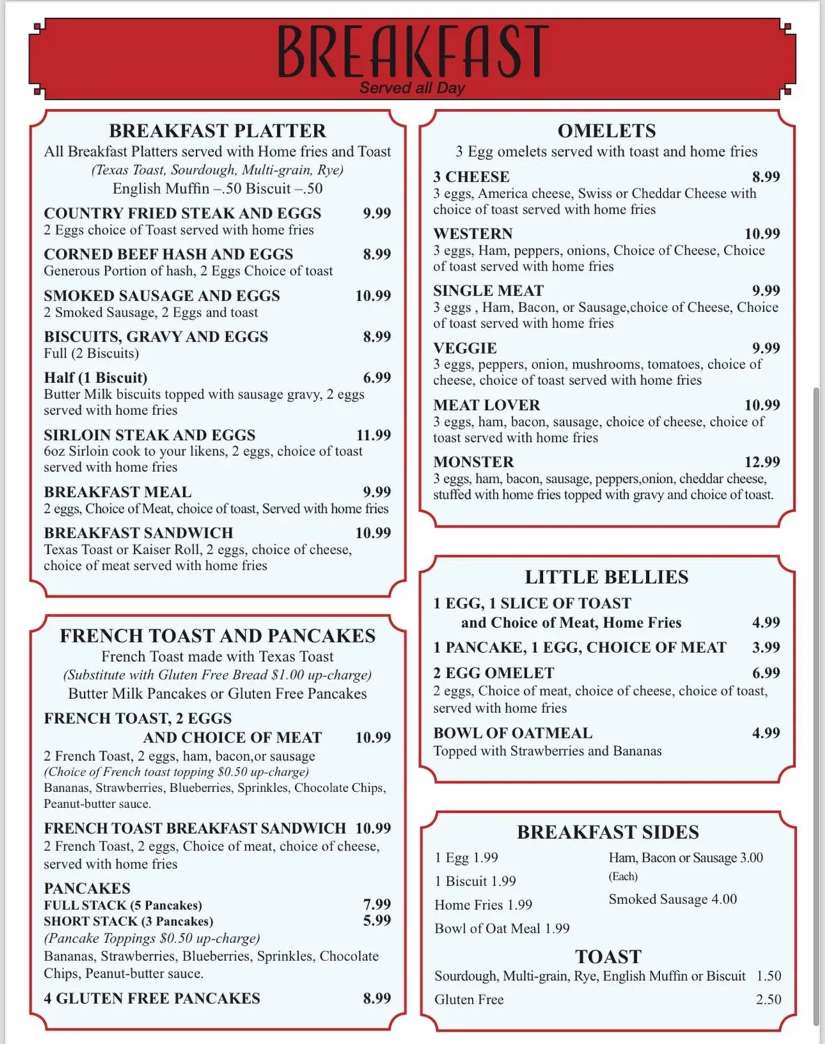 The New Red Rose Diner Menu - Updated October 2025