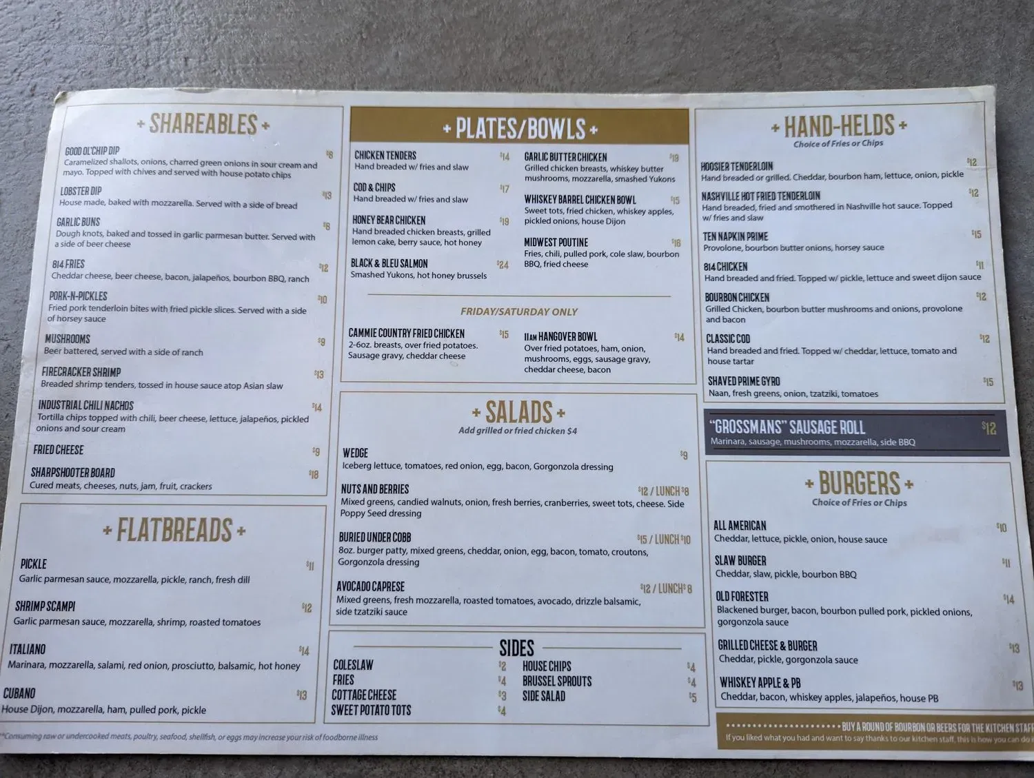 Destination 814 Menu - Updated November 2025