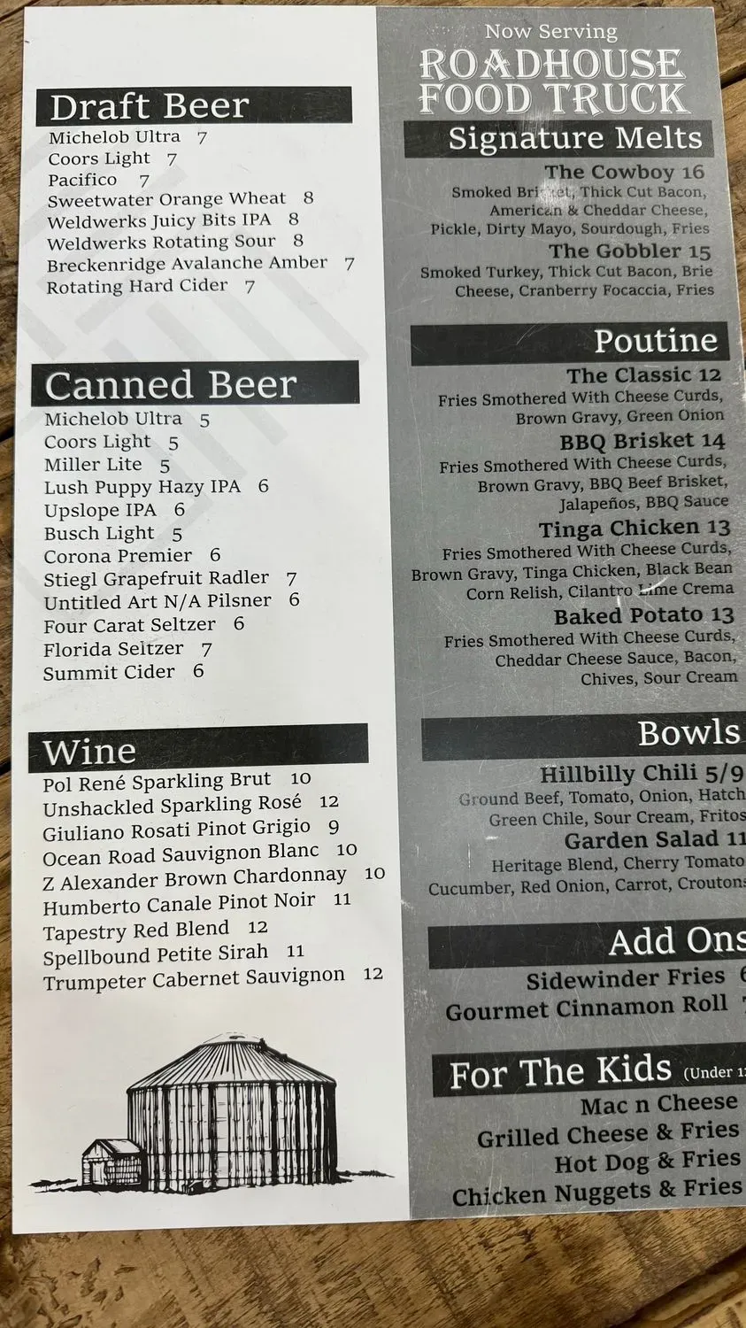 The Grainhouse Windsor Menu - Updated November 2025