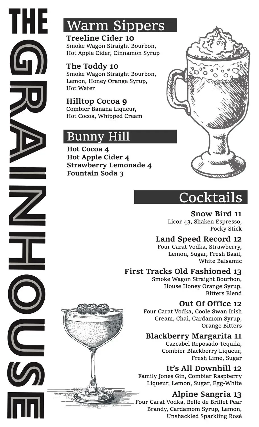 The Grainhouse Windsor Menu - Updated November 2025