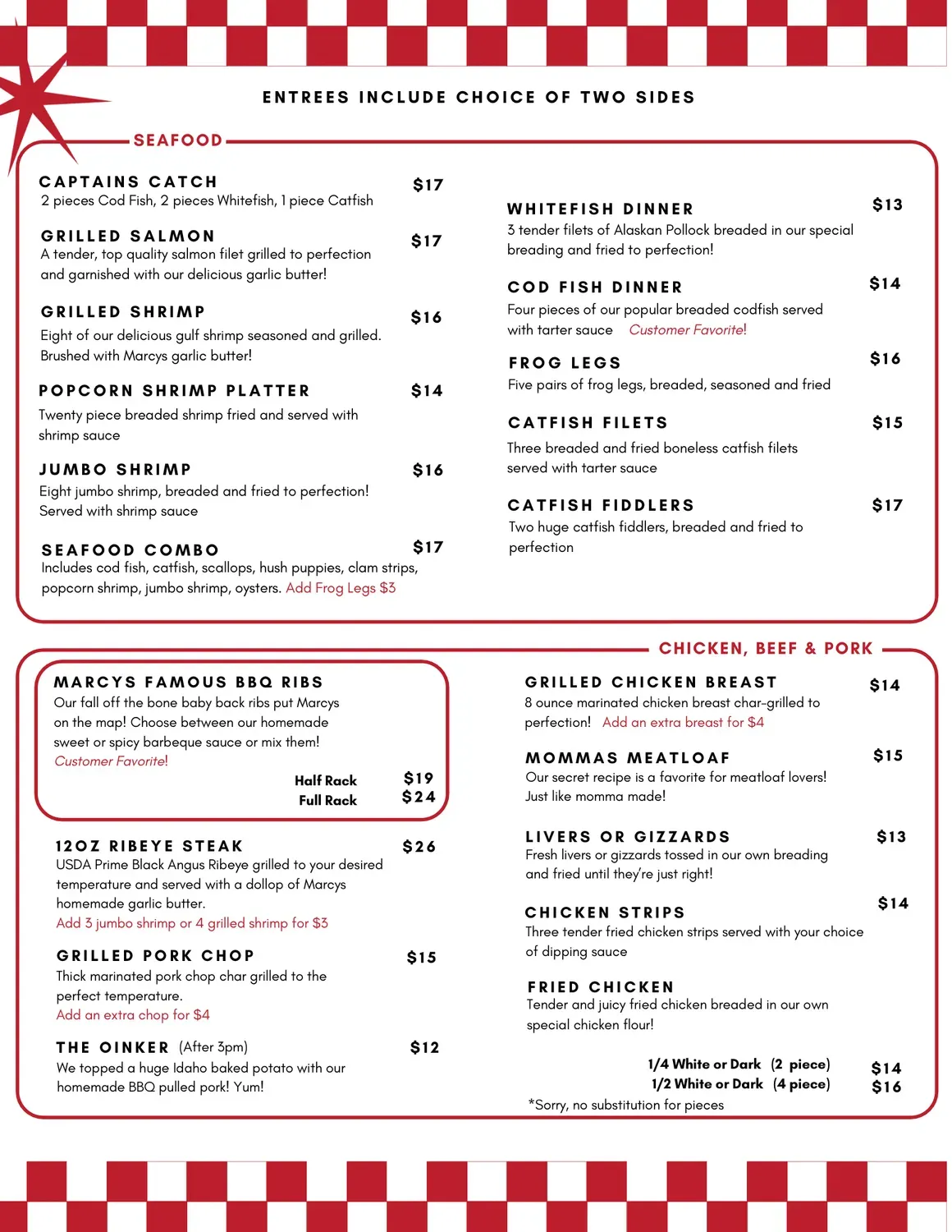 Marcy's Restaurant Menu - Updated November 2025