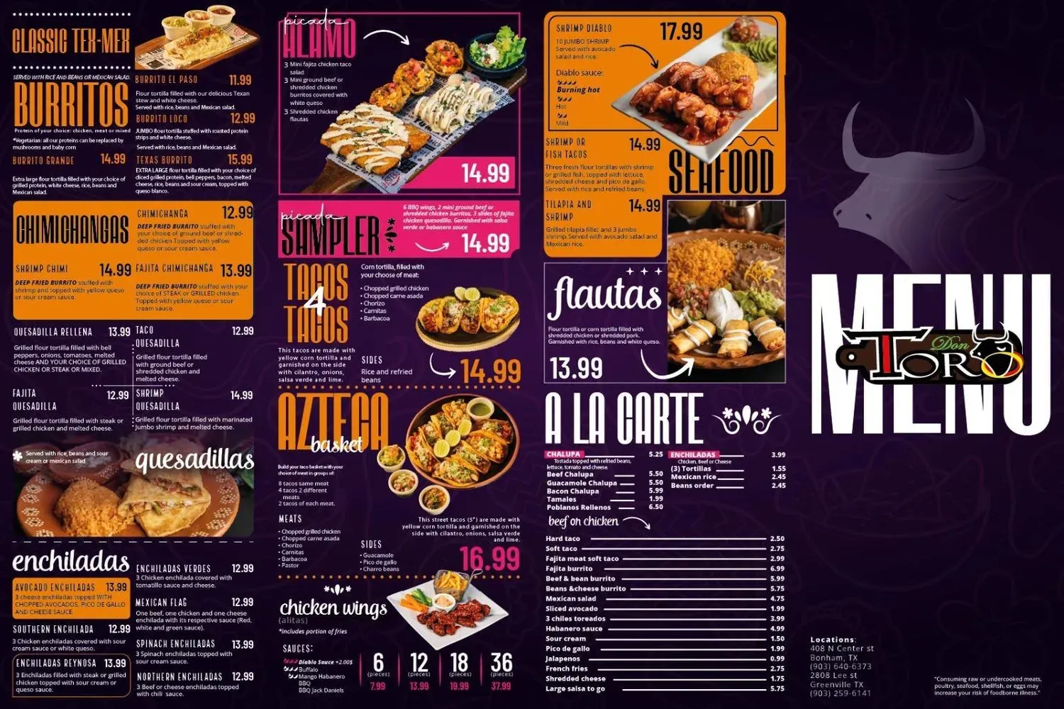 Don Toro Menu - Updated October 2025
