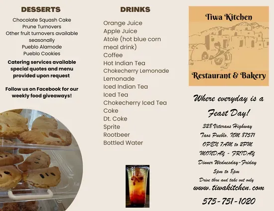 Tiwa Kitchen Restaurant Menu | Taos, NM | Checkle