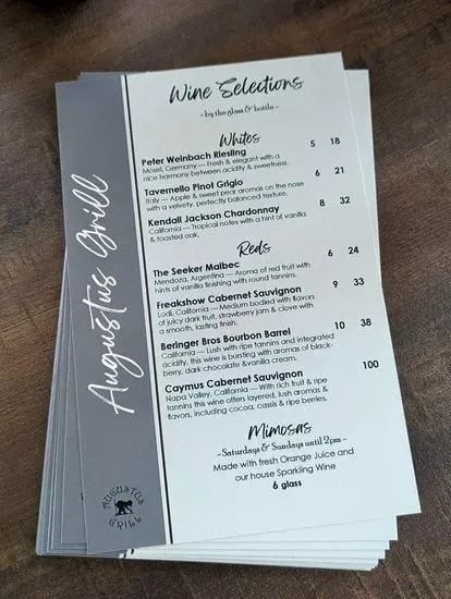 Augustus Grill Menu | Louisburg, NC | Checkle