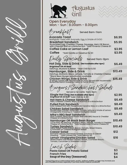 Augustus Grill Menu | Louisburg, NC | Checkle