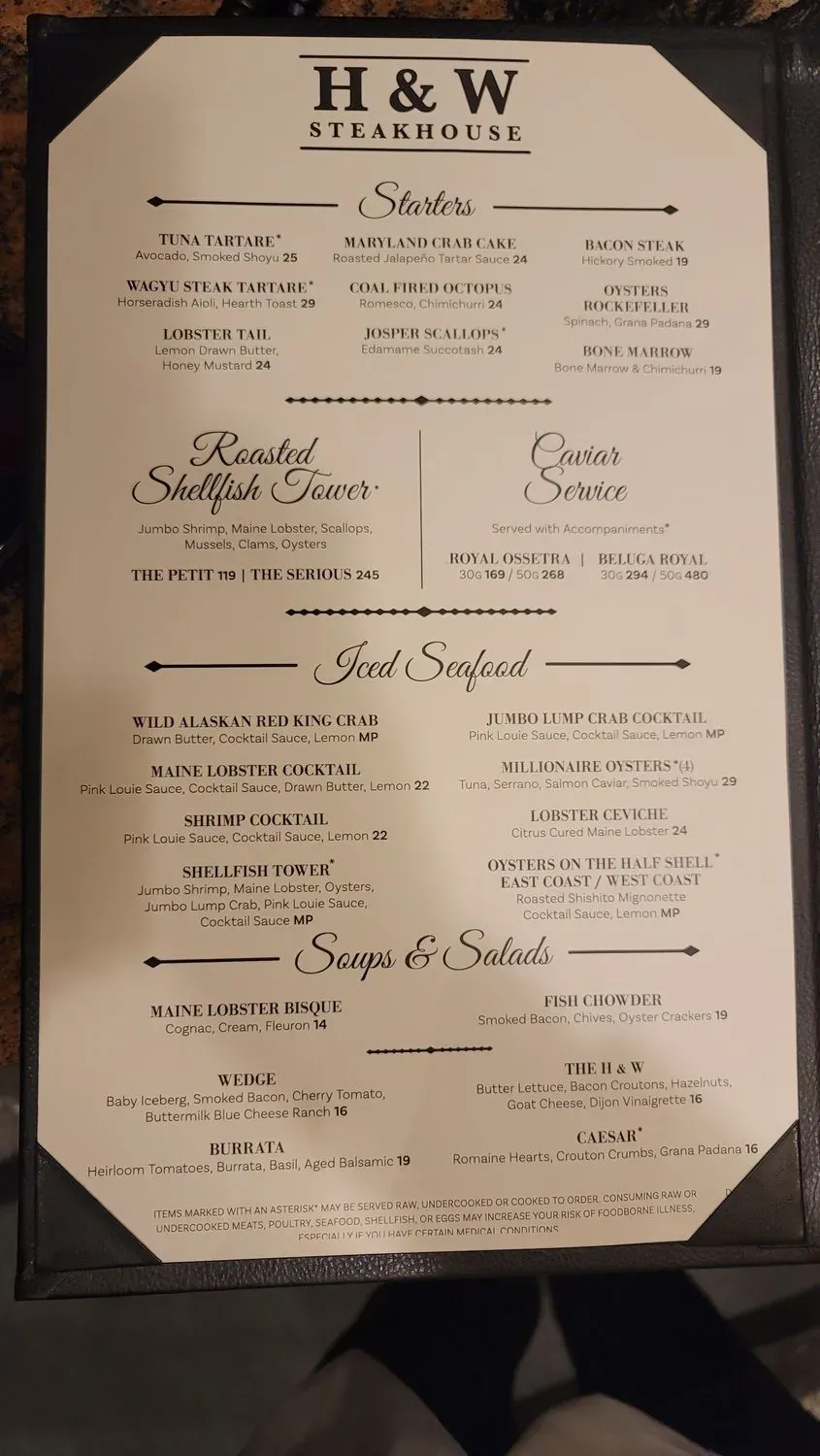 H&W Steakhouse Menu | Peachtree Corners, GA | Checkle