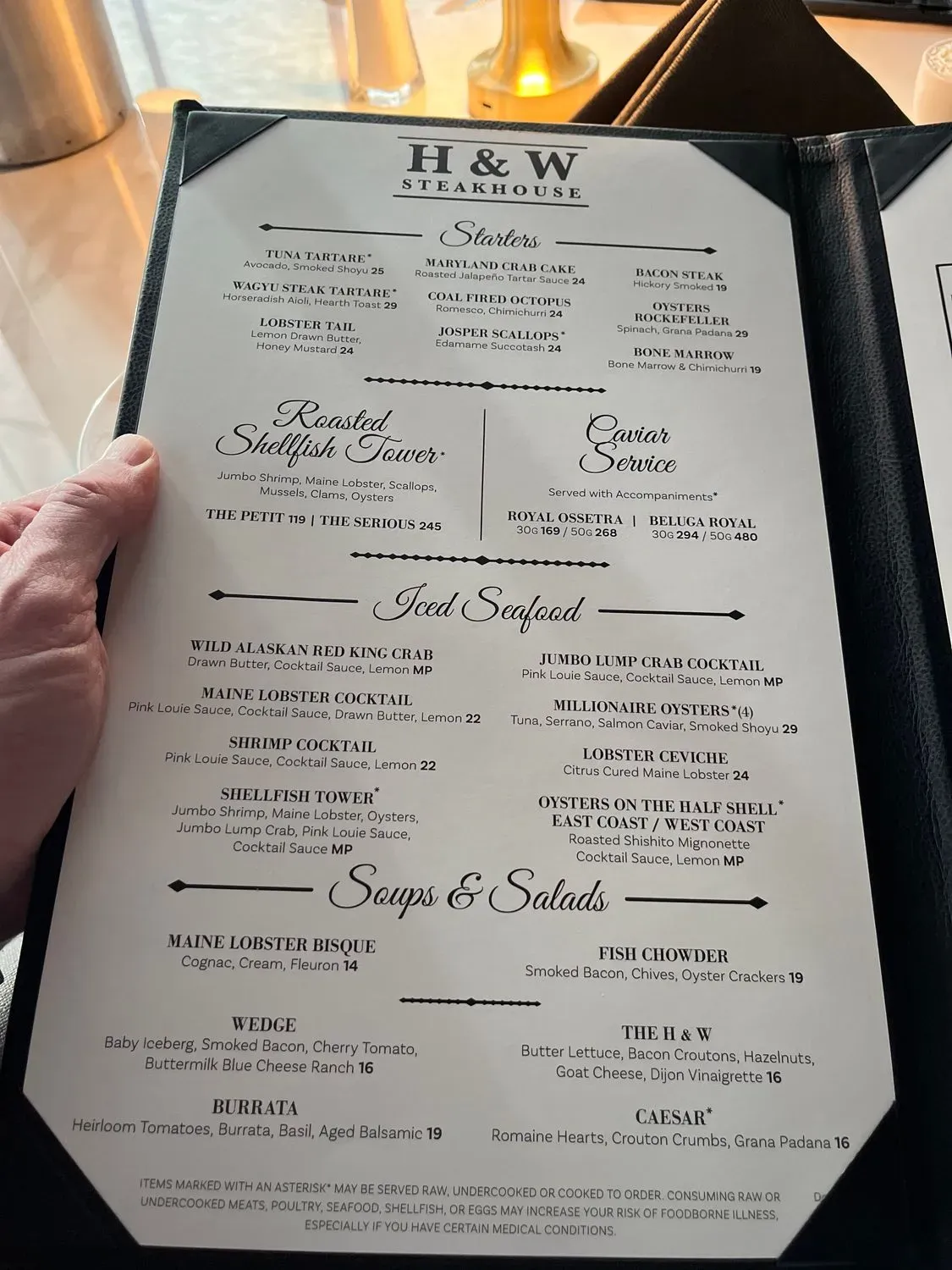 H&W Steakhouse Menu - Updated November 2025