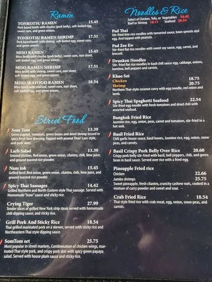 202 Bangkok Thai & Sushi Bar Menu | Carrollton, GA | Checkle