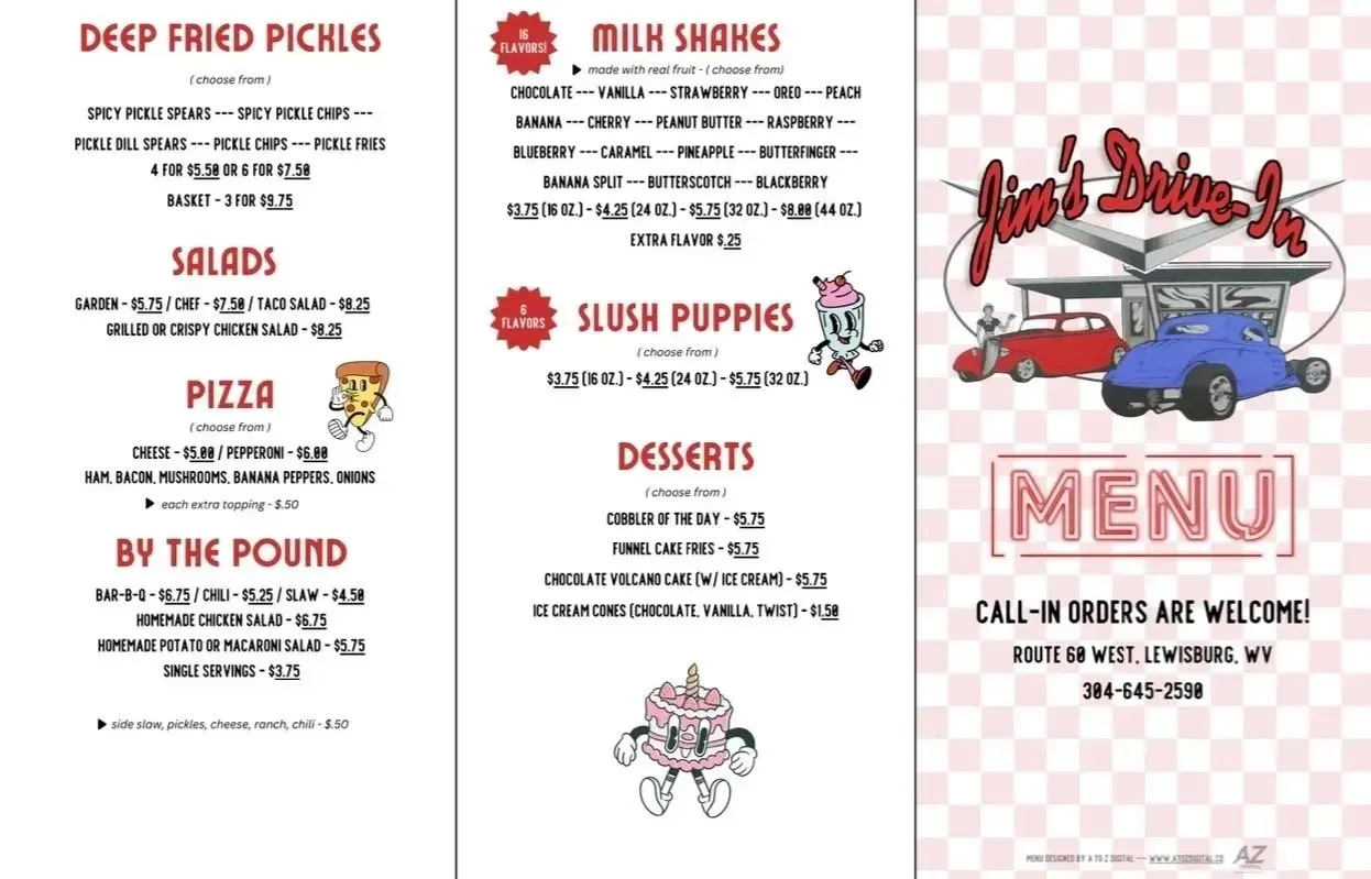Jim's Drive In Menu - Updated November 2025