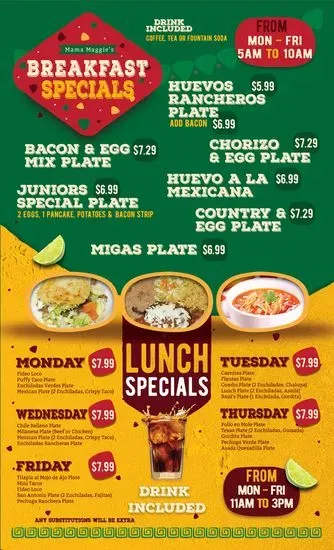 Mama Maggie's Mexican Restaurant & Bakery Menu | San Antonio, TX | Checkle