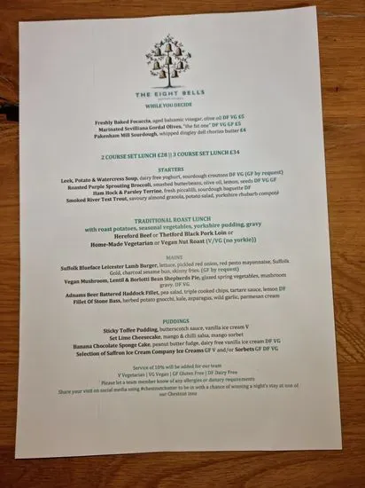 The Eight Bells Menu | Saffron Walden | Checkle