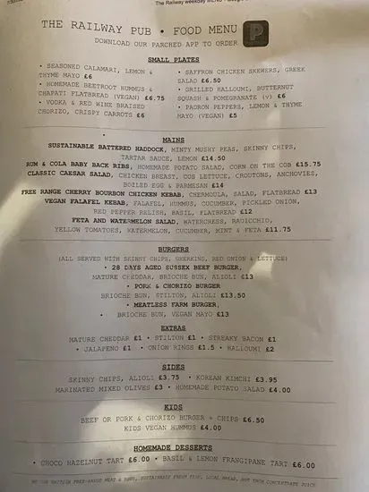 The Railway Menu | London | Checkle