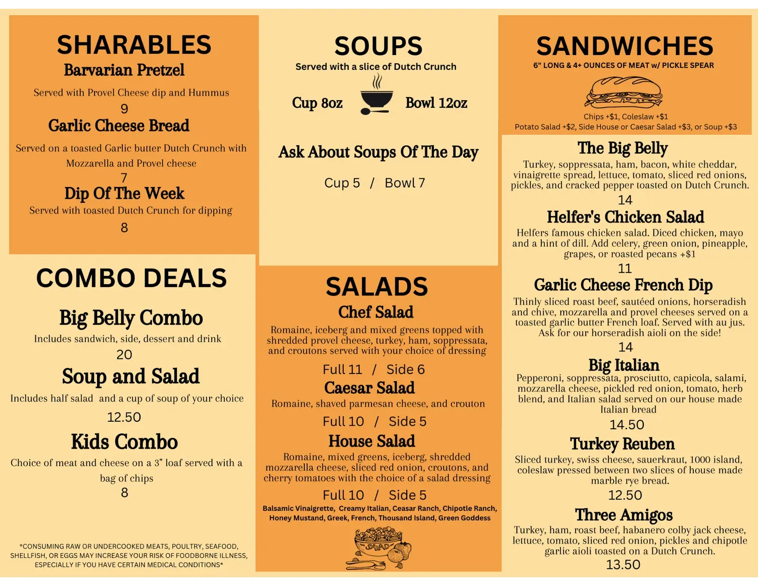 Big Belly Deli Menu - Updated November 2025