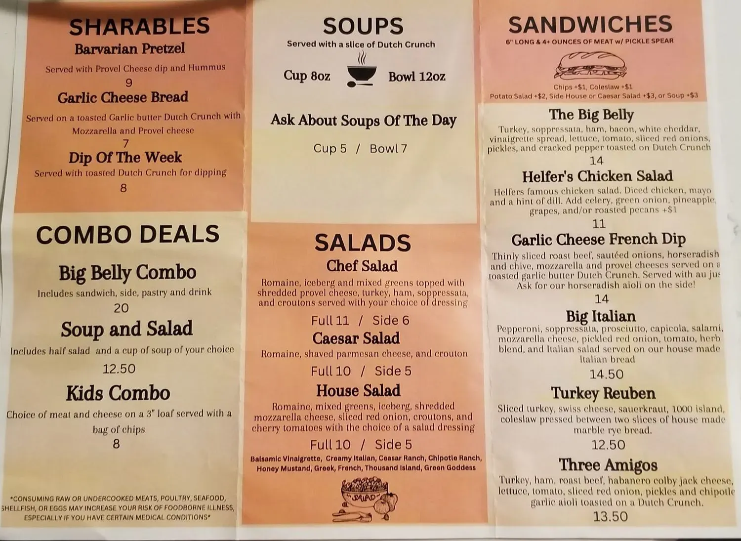 Big Belly Deli Menu - Updated November 2025