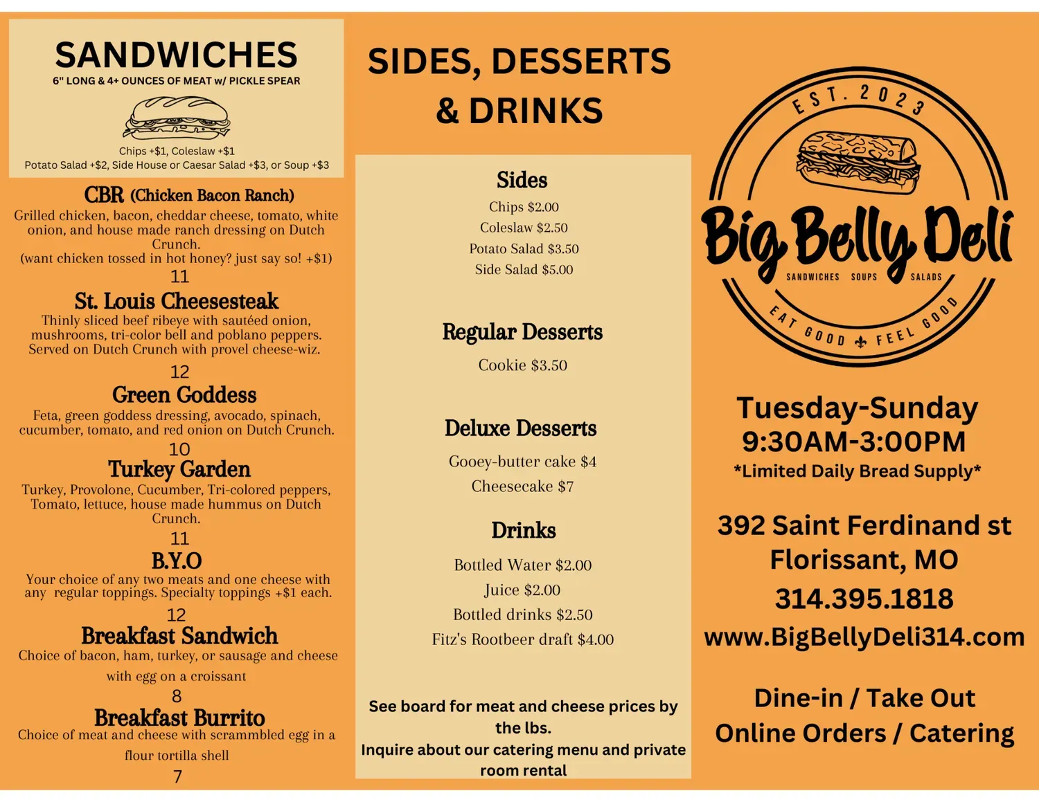Big Belly Deli Menu | Florissant, MO | Checkle