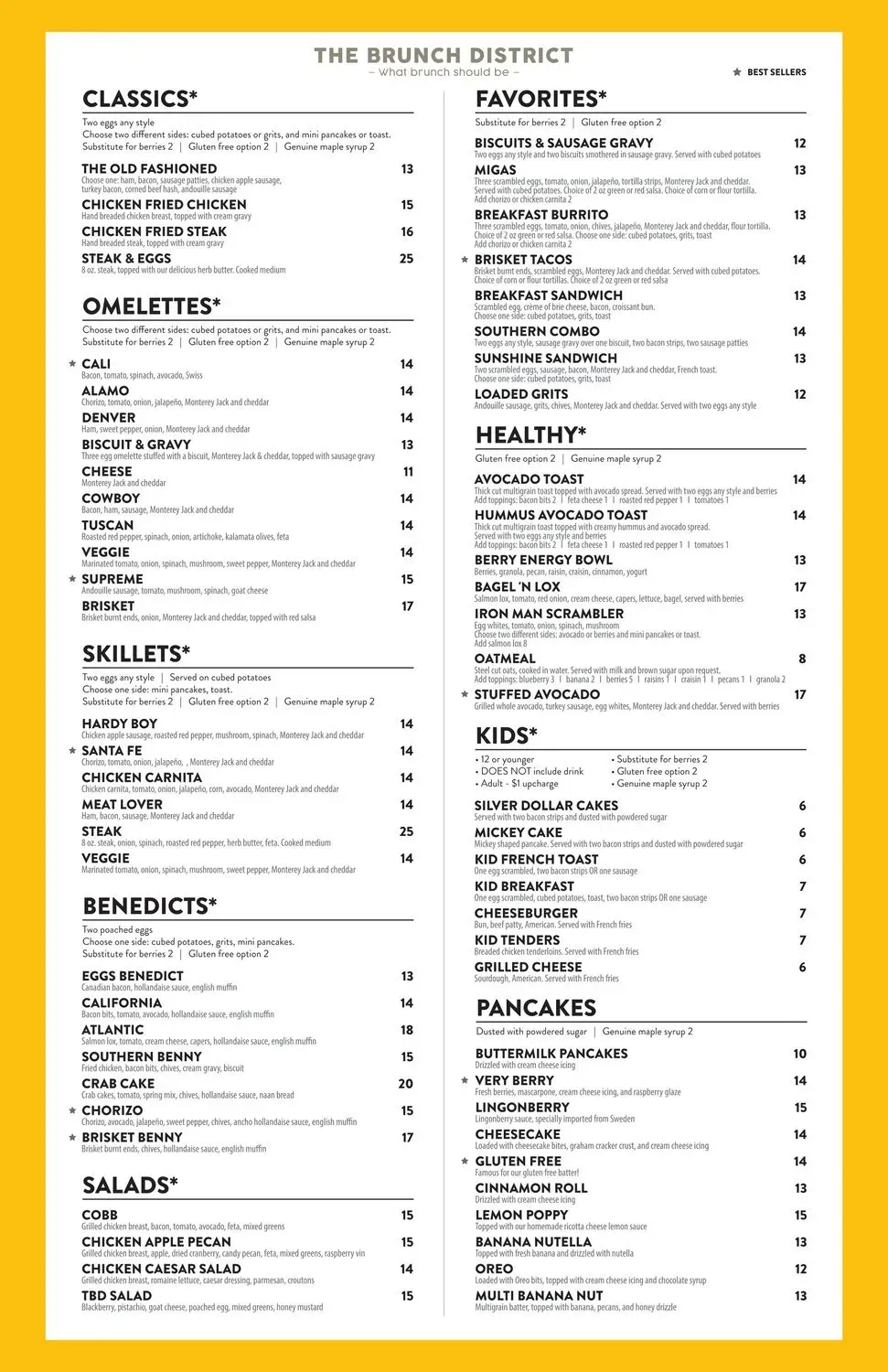 The Brunch District Menu - Updated October 2025