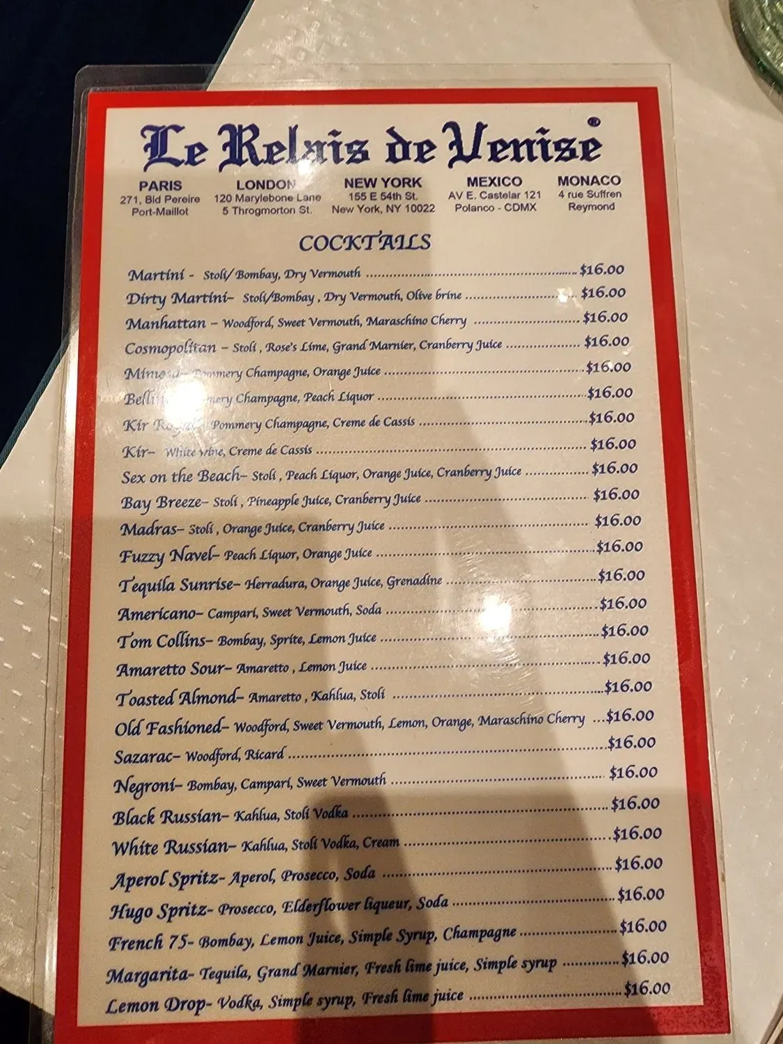 Le Relais de Venise L'Entrecôte Menu - Updated November 2025