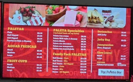 The Paleta Bar Tramway Menu | Albuquerque, NM | Checkle