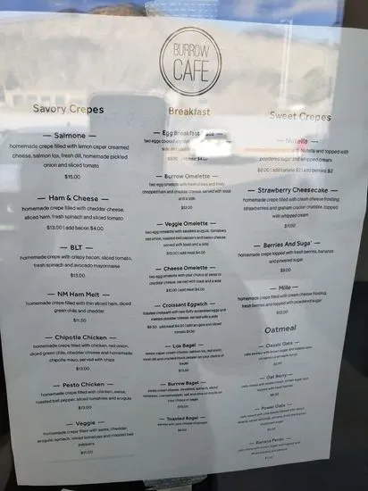 The Burrow Cafe Menu | Albuquerque, NM | Checkle