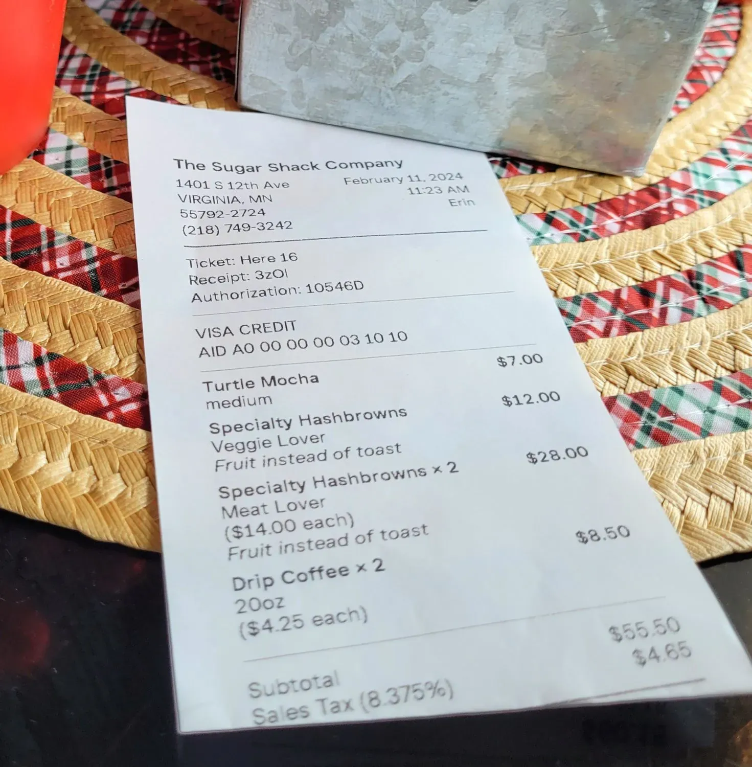 The Sugar Shack Menu - Updated November 2025