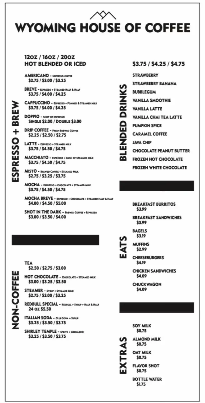 Wyoming House of Coffee LLC Menu - Updated November 2025