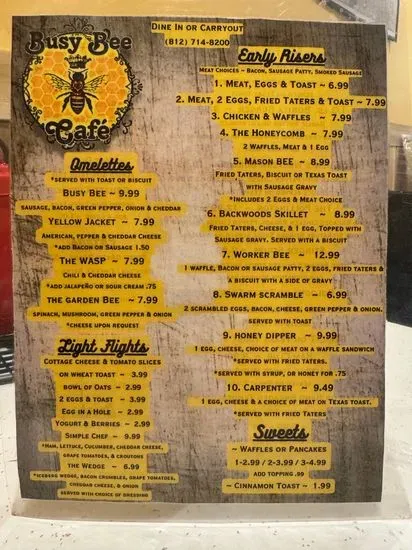 Busy Bee Cafe Menu | Spencer, IN | Checkle
